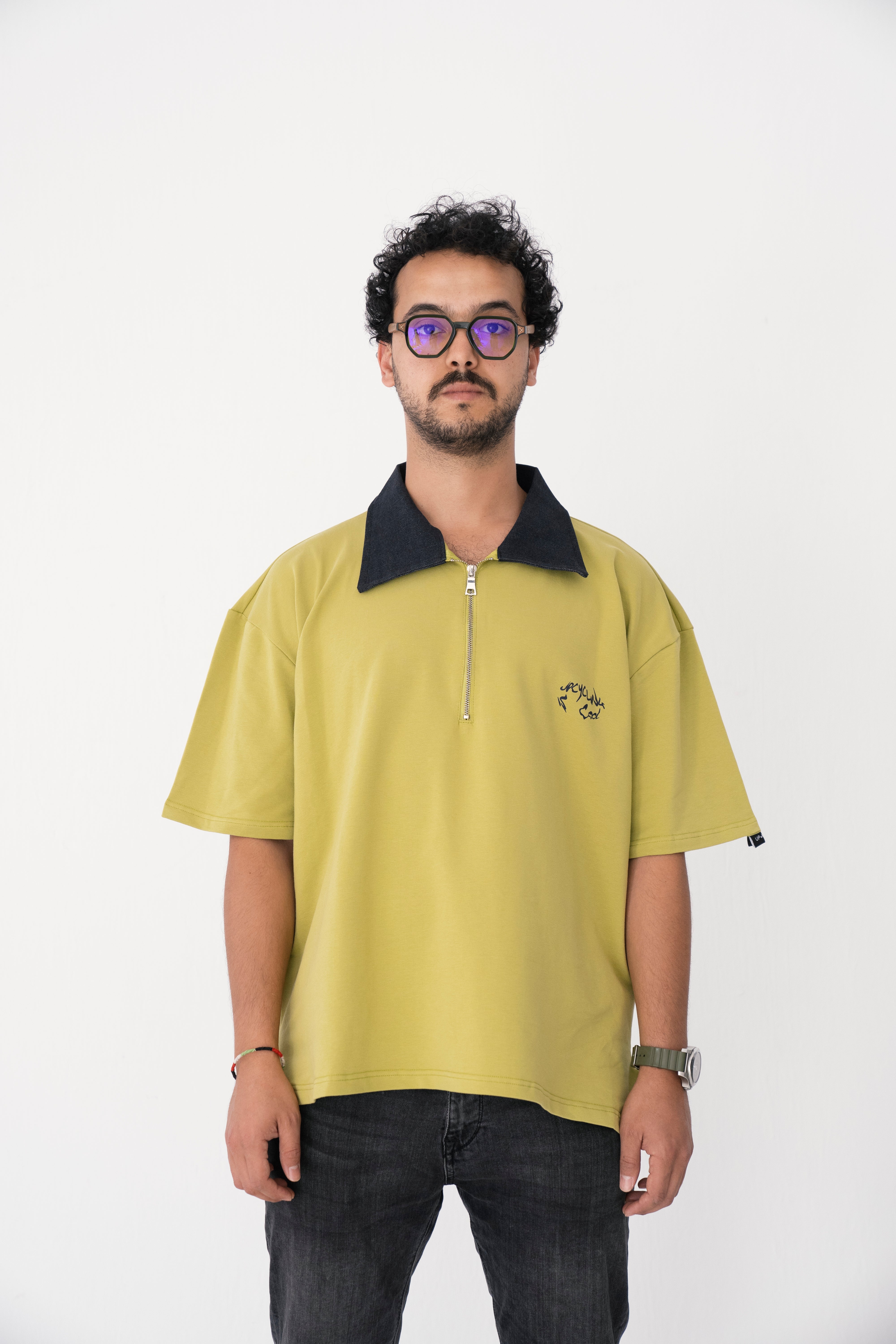 Denim Collared Polo Shirt - Matcha Green – Up-Fuse